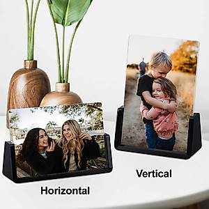 Boxalls 2 Pack Acrylic Picture Frames 4x6 with Translucent Black Base Stand, Frameless Photo Frame for Tabletop or Desktop Display (Horizontal + Vertical)