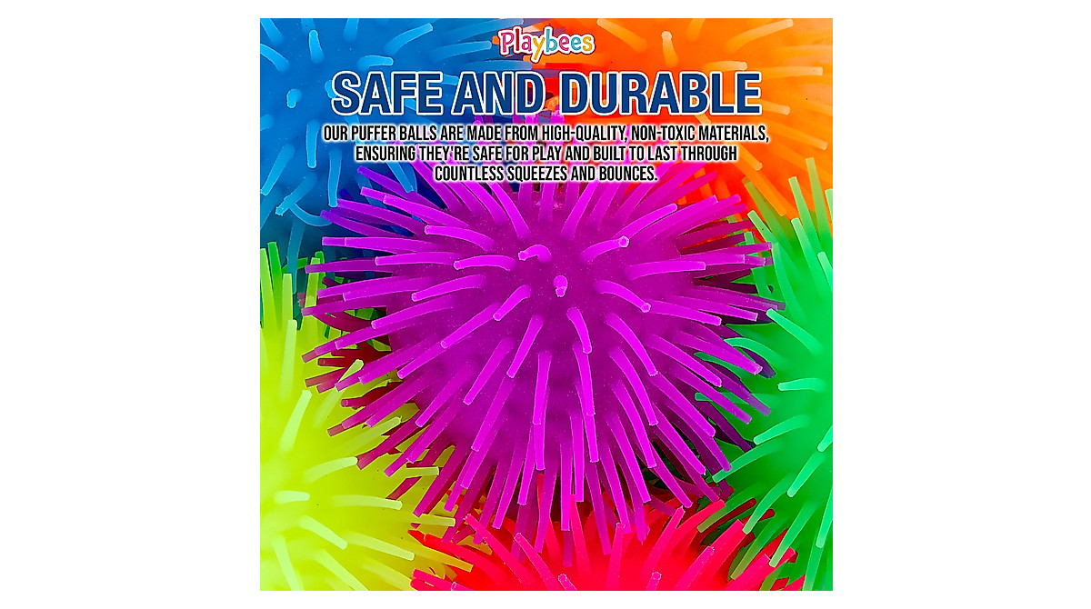 Playbees Spiky Puffer Balls - Stress Relief & Fidget Toy 6-Pack