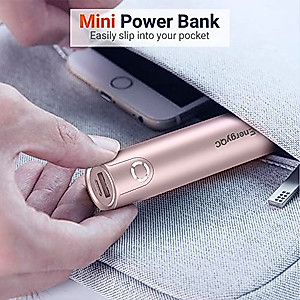 EnergyQC Fast Charging Portable Charger 5000mAh,External Battery Power Bank with USB-C Input(Recharge Only), Battery Pack Compatible with iPhone,Samsung Galaxy,Airpods and More-Rose Gold