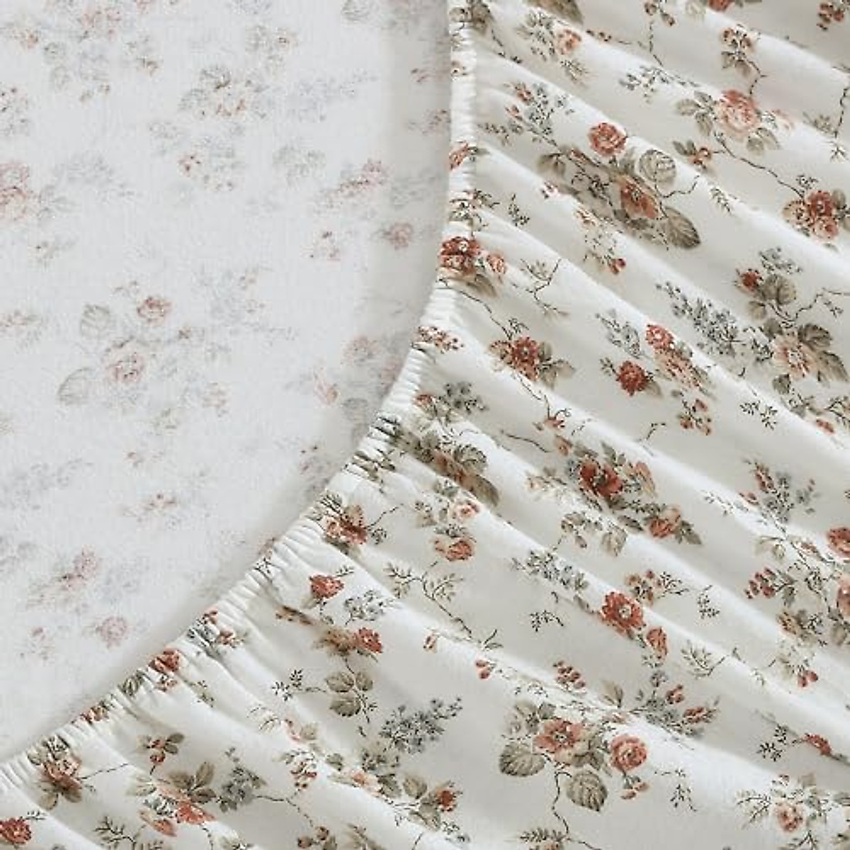 Laura Ashley - Full Sheet Set, Cotton Flannel Bedding, Brushed for Extra Softness & Comfort (Le Fleur Orange, Full)