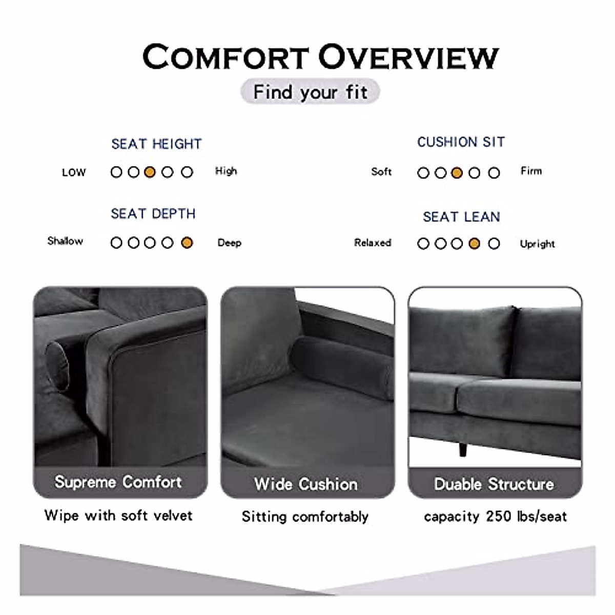 Sectional Sofa with Two Pillows U-Shape Upholstered Couch with Modern Elegant Velvet for Living Room Apartment (Color : Grey) (Blue)