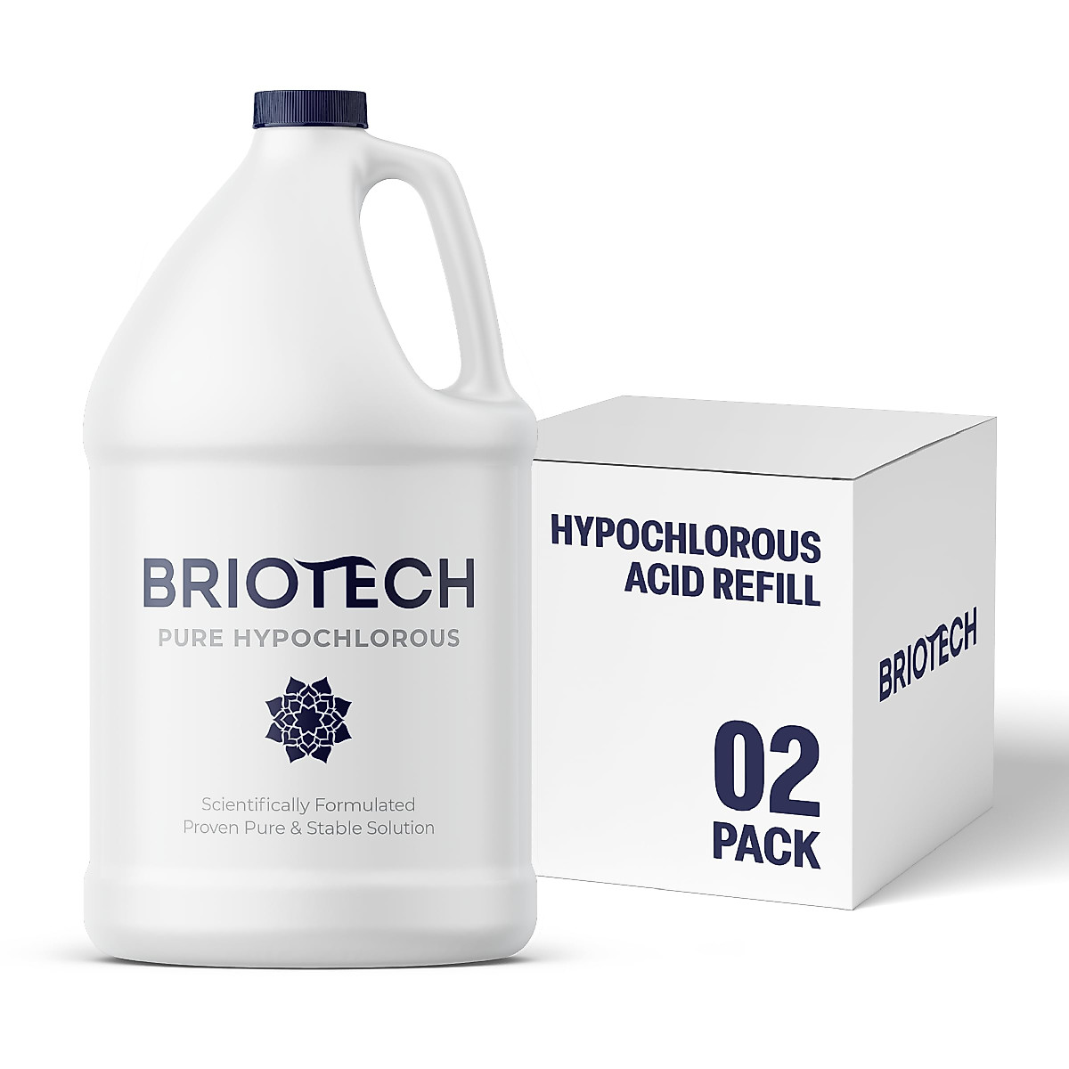 BRIOTECH Pure Hypochlorous Acid Spray and Cleanser, Original Premium HOCl Topical Solution, Multi-Purpose Cleaner, Family Approved & Pet Friendly, 1 gal refill ea, 2 ct