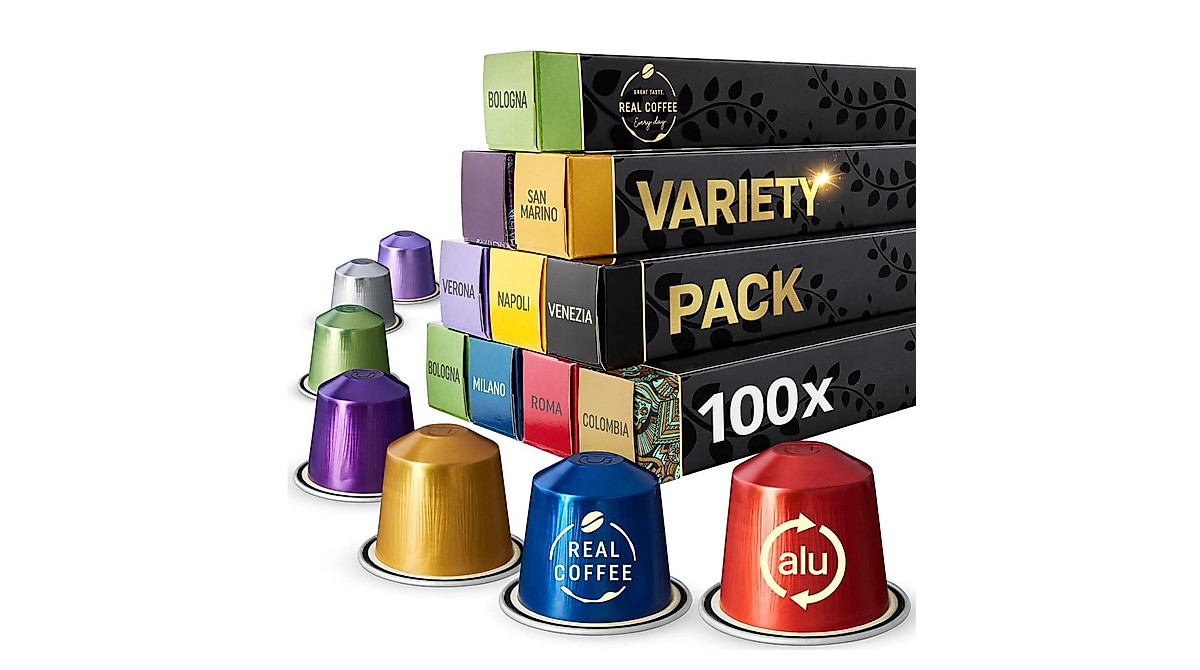 Mixed Variety Pack of 100 Nespresso-Compatible Italian Coffee Capsules