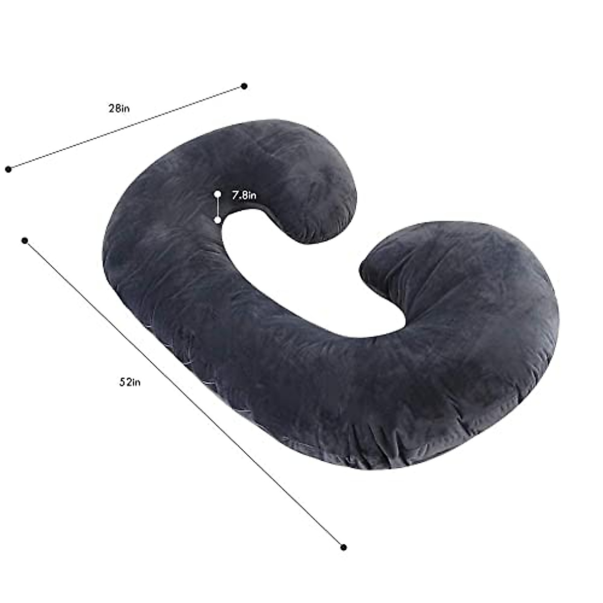 CDEN Pregnancy Pillow, C Shaped Full Body Pillow 52", Maternity Pillow Support for Back, Legs, Neck, HIPS for Pregnant Women with Removable Washable Velvet Cover(Black)
