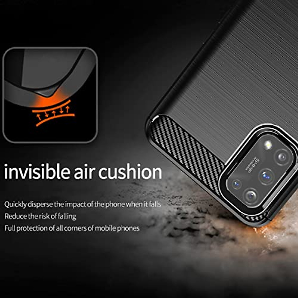 KOARWVC Phone Case for Realme 7 Pro Case RMX2170 Case Carbon Fiber Shockproof Rugged Shield Anti-Scratch Soft TPU Back Cover Protective Cases for Realme 7 Pro (Black)