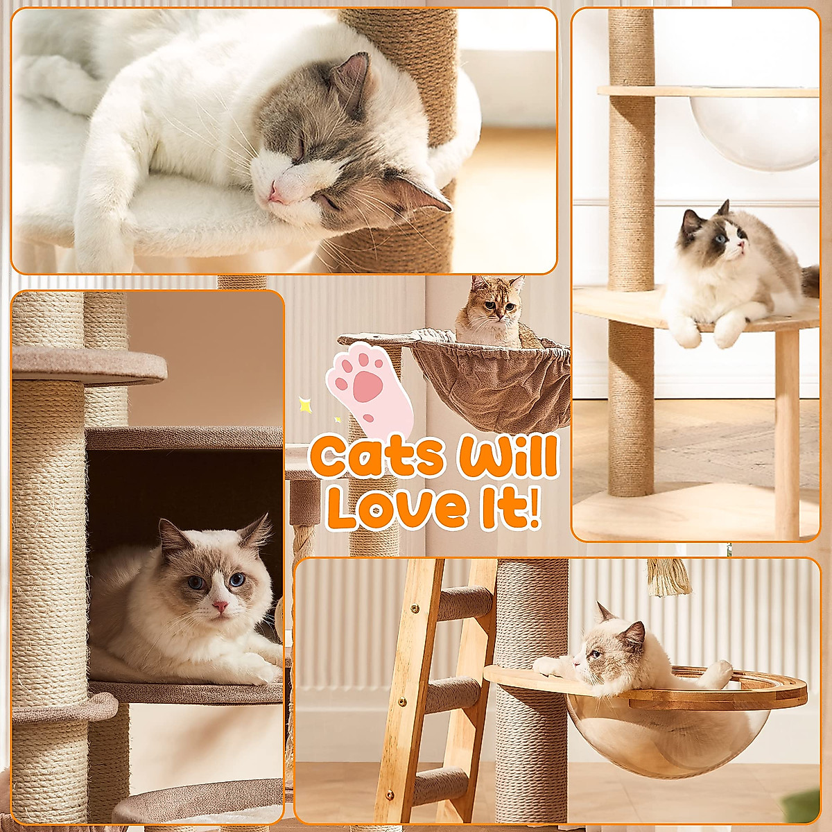 HezzLuv 262FT/80M Cat Scratching Sisal Rope, 6mm Thick Natural Jute Rope for Scratch Posts, Cat Trees, DIY Projects, Sisal Rope for Cat Scratcher with 2 Cat Mouse Toys (262ft)