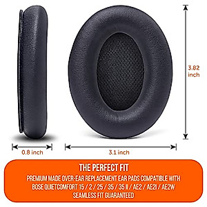 WC Upgraded Replacement Ear Pads for Bose QC15 Headphones Made by Wicked Cushions- Supreme Comfort - Compatible with QC25 / QC2 / AE2 / AE2i / AE2W - Extra Durable | (PU Leather)