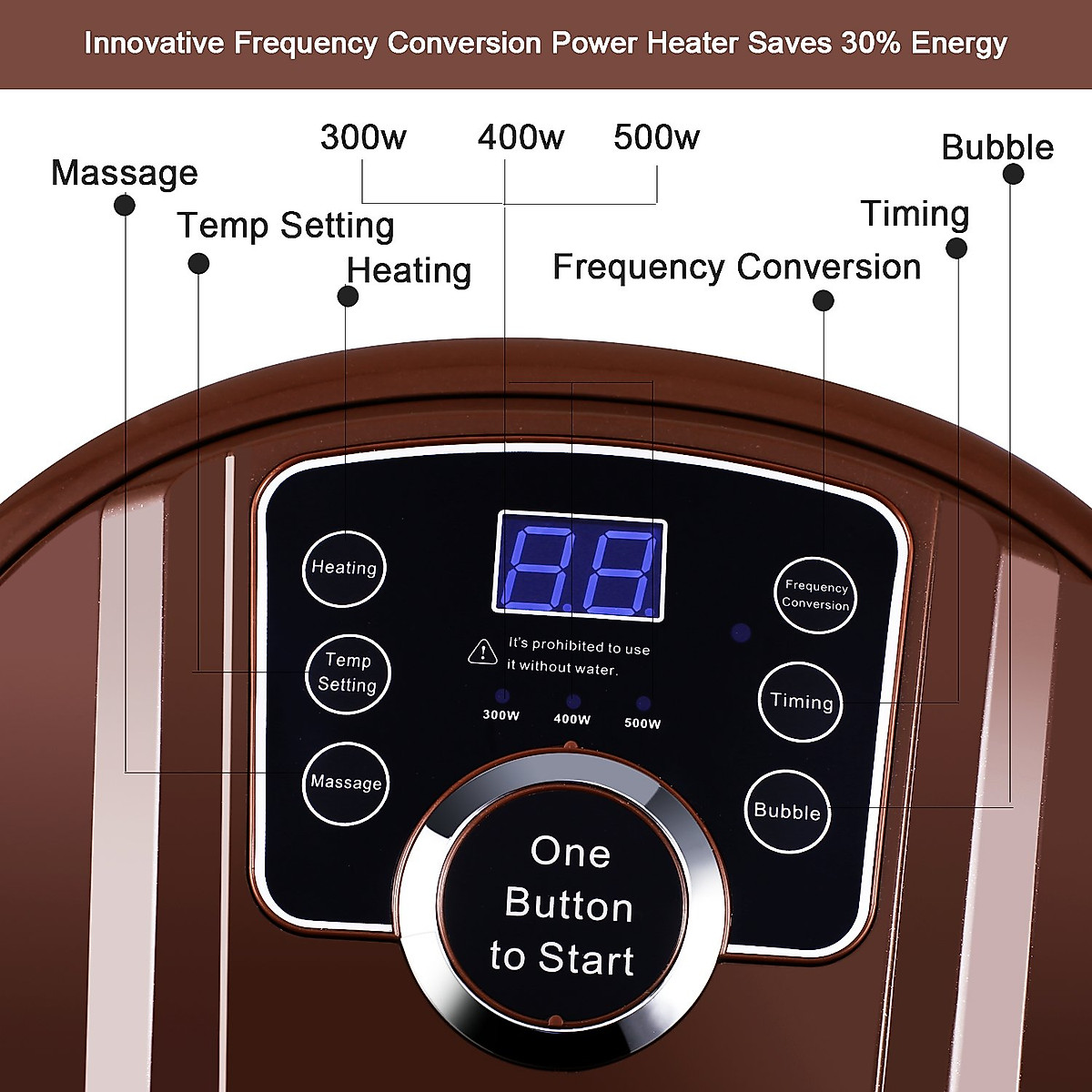 Plohee Foot Spa Massager with Motorized Tai Ji Massage -16 Pedicure Spa Motorized Shiatsu Roller Massaging Acupuncture Point, 4 Pro-Set Program (Brown)