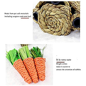 Hamiledyi Pet Rabbit Toy Tree Bunny Fun Chew Toy Rattan Grass Scratcher Climbing Tree Play Carrot Toy for Small Animal