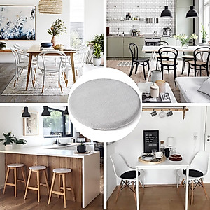 Round Memory Foam Chair Cushion Circle Bar Stool Pad Detachable Chair Seat Cushion with Removable Cover and Rubber Back Anti Slip Kitchen Dining Chair Pad 15 Inches Grey