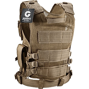 Barska Loaded Gear VX-200 Tactical Vest – Adjustable MOLLE Vest with Rifle & Pistol Mag Pouches, Holster, Utility Pouch, and Emergency Drag Handle