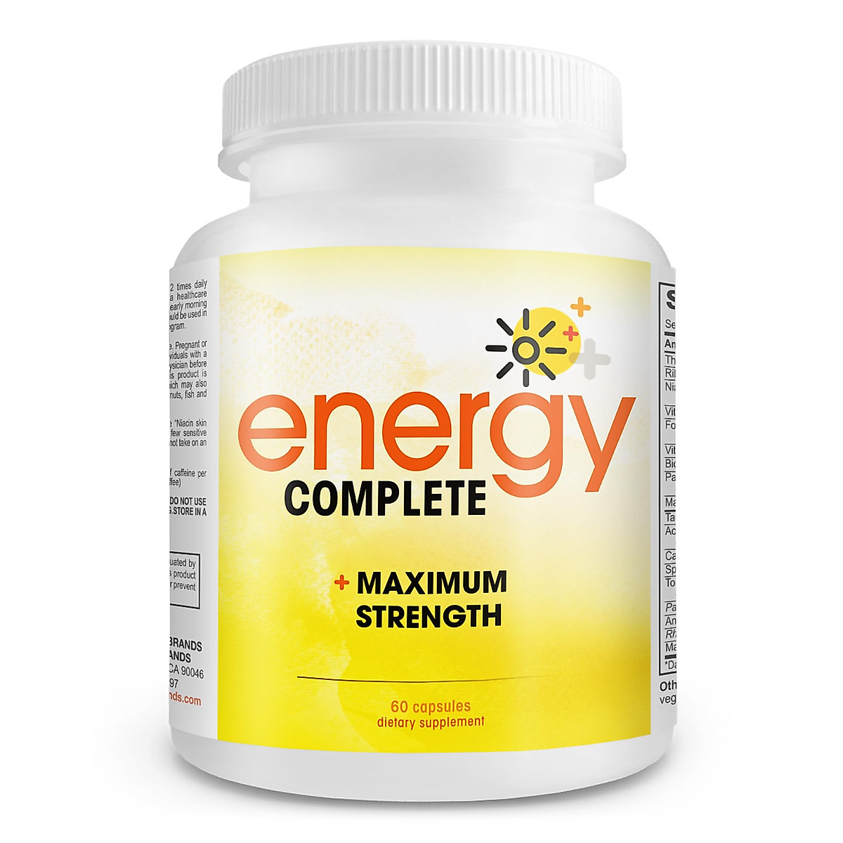 Energy Complete - 18-in-1 Vegan Energy and Focus Supplement - Vegan Caffeine Pills (60 Daily Capsules)