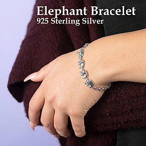 Shop LC 925 Sterling Silver Elephant Bracelet for Women Link Bracelets for Women Animal Charm Bracelet Size 7.25" Birthday Gifts for Women