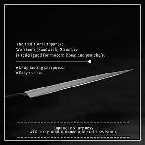Syosaku Japanese Chef Knife Molybdenum Vanadium Stainless Steel w/o Bolster, Gyuto 7-inch (180mm) Dishwasher Safe