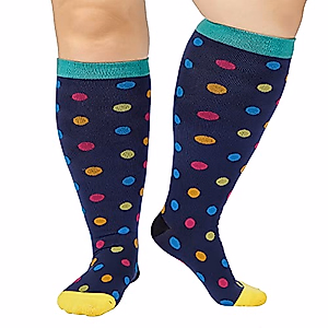 American Trends Plus Size Compression Socks for Women Circulation-Best Support for Sport Running Cycling Athletic 1 Pair Polka-Dot 4XL