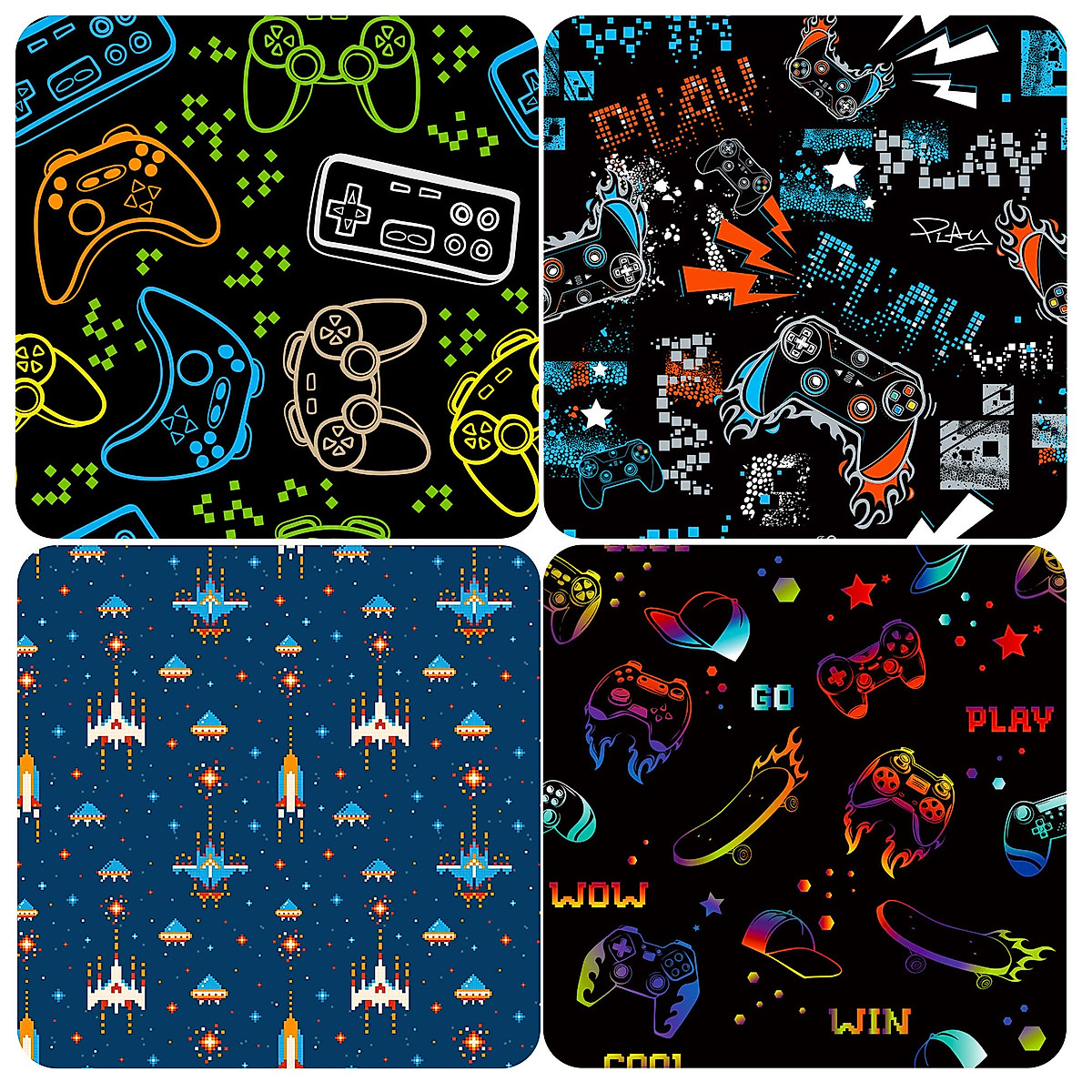 Titiweet Gaming Wrapping Paper - Birthday Wrapping Paper for Boys, 12 Sheets Video Game Wrapping Paper for Pokemon/Minecraft/Mario/Fortnite Lover, 20 x 28 Inches Per Sheet