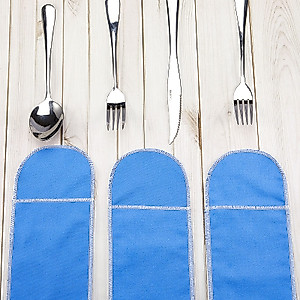 Silver Storage Bags Flatware Storage Blue Silver Flatware Storage Silverware Box Storage for Silver Tarnish Proof Silverware Cloth Storage Flatware Bags for Teaspoon Utensils Flatware (8 Pieces)