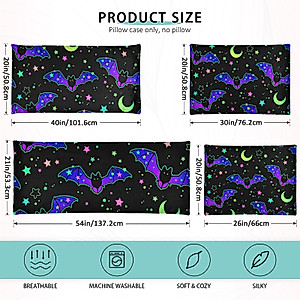 Joisal Bats with Bright Stars Plush Pillows Covers, Pillow Case for Body Pillow, with Side Opening Zipper, Furry Pillow Cases, 4 Optional Sizes
