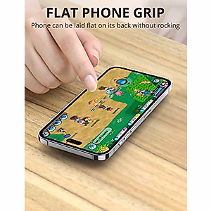 SUPMEGA Phone Grip, Phone Hand Holder & Stand with Collapsible Leather Finger Loop, Sticky Comfortable Slim Phone Gripper for Back of Phone, Fits All Phones