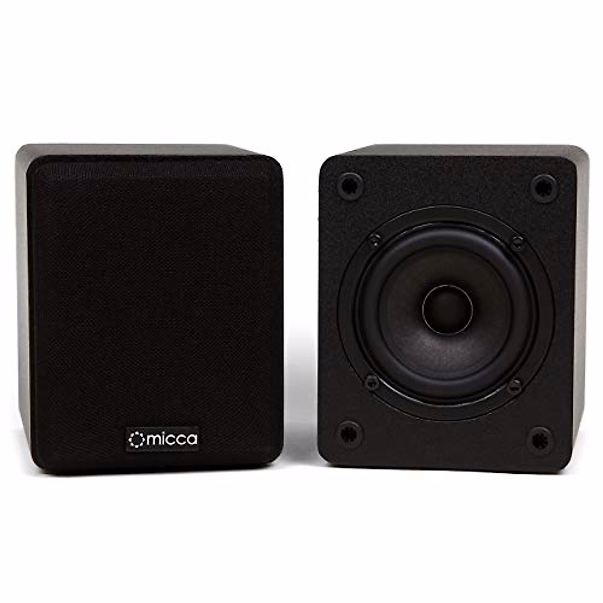 Micca COVO-S Compact 2-Way Passive Bookshelf Speakers for Desktop Stereo or Home Theater Surround Sound, 3-Inch Woofer with Concentric Tweeter, Wall Mountable, Pair, Black