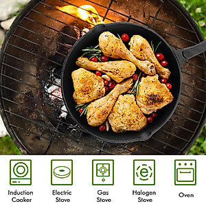 MEIGUI Nonstick Frying Pan Skillet, 8 Inch Large Cast Iron Skillet, Premium Pre-Seasoned Like Surface for Cookware Oven/Broiler/Grill Safe, Kitchen Deep Fryer, Restaurant Chef Quality