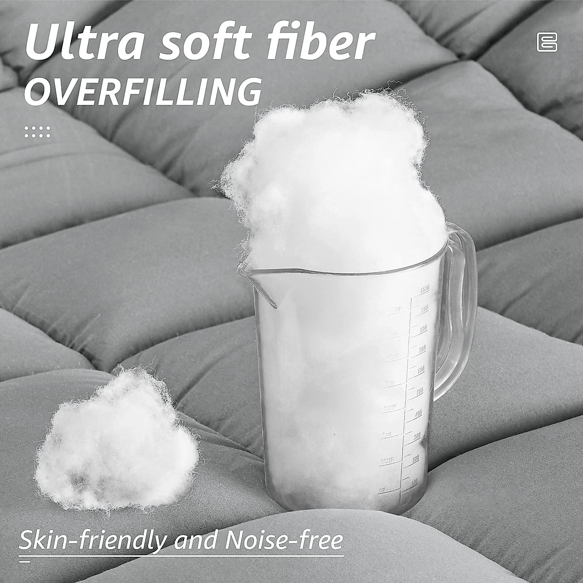 HYLEORY All Season Queen Size Bed Comforter - Cooling Down Alternative Quilted Duvet Insert with Corner Tabs - Winter Warm - Machine Washable - Light Grey