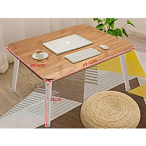 LKBBC Foldable Laptop Desk for Bed, Bed Laptop Table, Foldable Portable Lap Bed Tray, 23.6 Inch Floor Table for Drawing, Reading and Writing, Bamboo