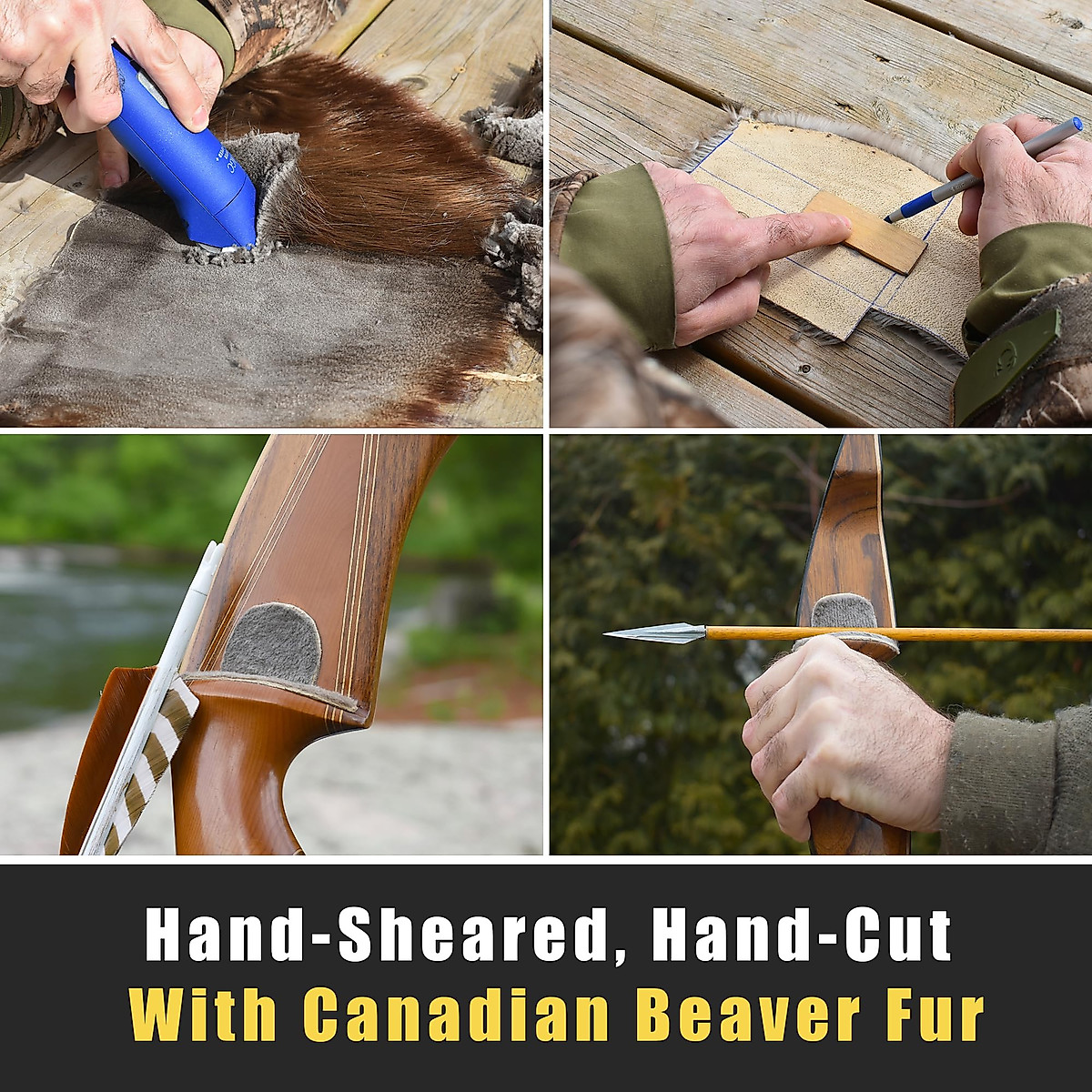 Standing Wolf Arrow Rest for Recurve Bow | Stick On Arrow Rest | Bow Arrow Rest | Archery Rest (Beaver Fur)