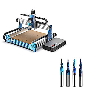 Genmitsu CNC Router Machine PROVerXL 4030 with GRBL Control + 4PCS 2-Flute Tapered Ball Nose Spiral End Mill (1/4’’ Shank)