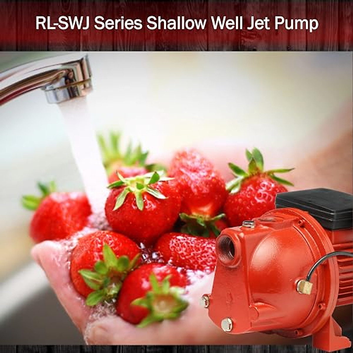 Red Lion RL-SWJ100 1 HP, 17 GPM Dual Voltage (115/230 Volts) Cast Iron Shallow Well Jet Pump, Red, 97081001