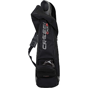 Cressi Roomy bag for Freediving Fins - Strong Resistant Material - Front Pocket - Adjustable Shoulder Strap - Zipper Closure - Designed in Italy,Black