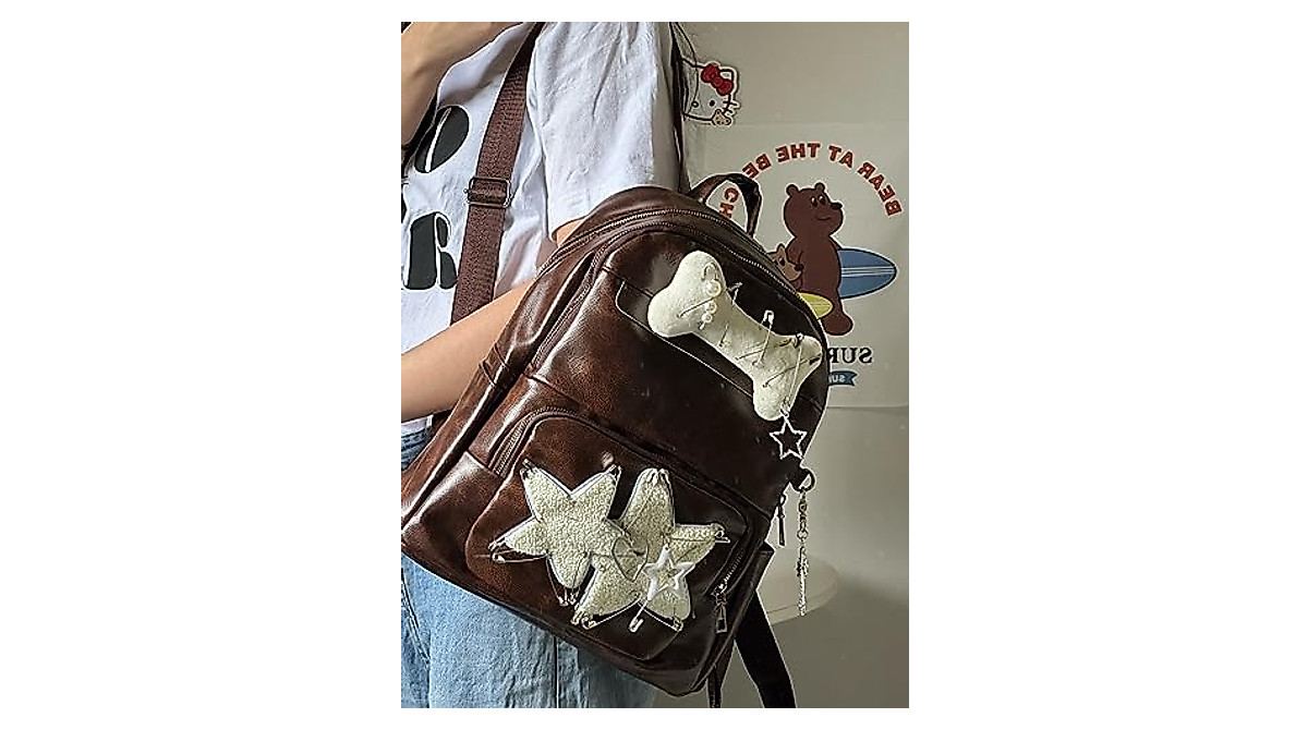Trendy Y2K Gothic Backpack - Retro Brown Style