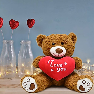 I Love You Teddy Bear, 14 Inch Teddy Bear Stuffed Animal with Red Heart, Plush Valentines Day Bear Gift for Kids, Girlfriend, Boyfriend, Best Friend, Valentines Anniversary Birthday Wedding Gift
