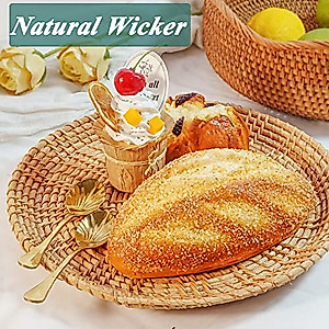 11inch Round Decor Rattan Centerpiece Tray for Candle Vase Holder Keys Remote Tray for Entryway Table Bread Serving Tray for Coffee Table Home Decor