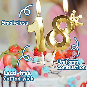 50th Birthday Candles for Cake, Number 50 Gold Candles with Crown, 3D Design Birthday Cake Topper for Women Men Birthday Party Wedding Anniversary Celebration Decorations Supplies