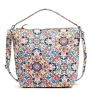 Vera Bradley Women's Cotton Oversized Hobo Shoulder Bag, Enchanted Mandala - Recycled Cotton, One Size