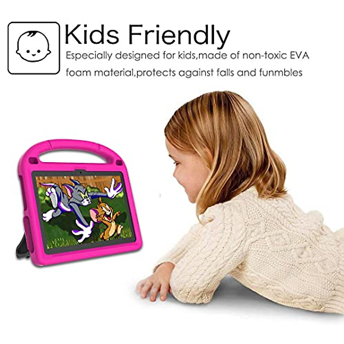 Fire HD 10 & Fire HD 10 Plus Tablet Case for Kids(11th Generation, 2021 Release) - DICEKOO Lightweight Shockproof Kid-Proof Cover with Stand for Kindle Fire HD 10 Kids Tablet & Kids Pro Tablet - Pink