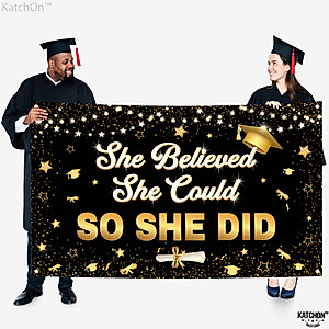 KatchOn, She Believed She Could So She Did Banner - XtraLarge, 72x44 Inch | Graduation Banner 2024 for Graduation Decorations Class of 2024 | Congratulations Banner, 2024 Graduation Party Decorations