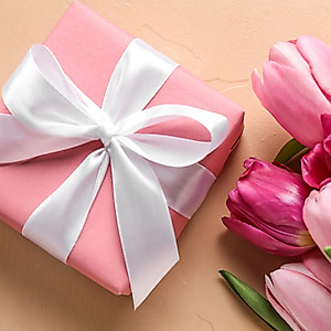 1 1/2 Inch White Satin Ribbon,50 Yards White Ribbon Solid Fabric Ribbon for Gift Wrapping Floral Bouquets Wedding Home Party Decoration