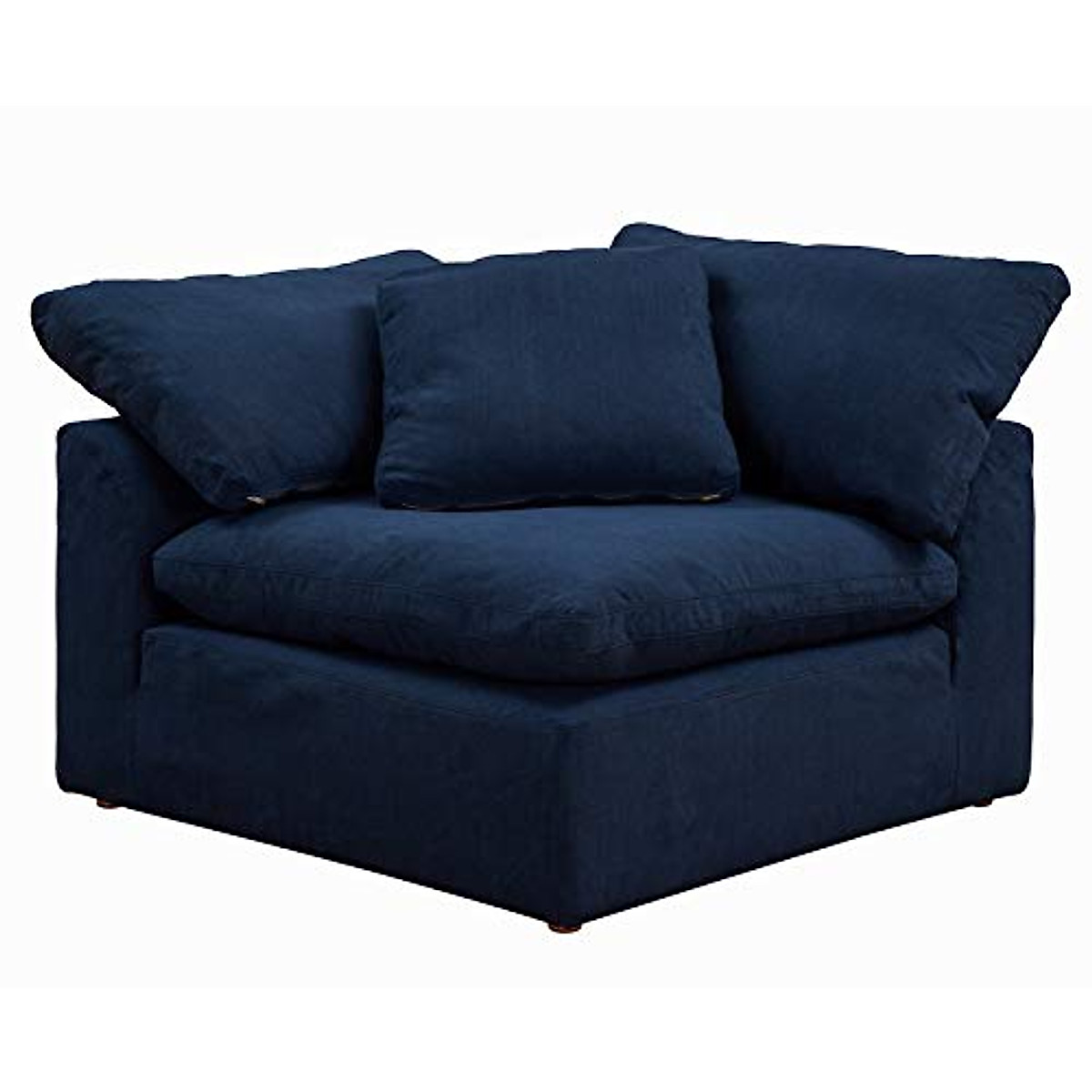 Sunset Trading Contemporary Puff Collection 2 Piece 88" Wide Slipcovered Modular Sofa | Stain-Proof Water-Resistant Washable Performance Fabric | Navy Blue Sectional, Deep-Seating Down-Filled Couch