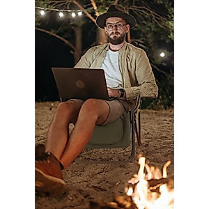 Sequpr Portable Foldable Camping Chair with Cooler Bag, Lightweight Backrest Stool Compact Folding Chair Seat, Outdoor Backrest Stool with Folding Backpack for Camping Hunting Fishing Hiking Green