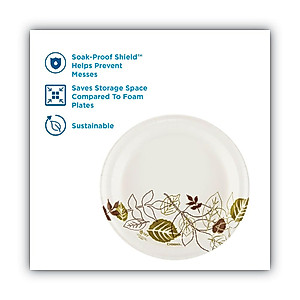 Dixie UX9PATH Pathways Soak-Proof Shield Mediumweight Paper Plates, 8 1/2", Grn/burg, 1000/ct