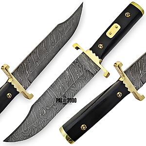 PAL 2000 KNIVES DBK-9914 Custom Handmade Damascus Steel Hunting Bowie Blade Knife Micarta Handle