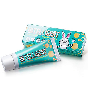 INTELLIGENT Enzymatic Kids Toothpaste – White Healthy Teeth for Baby and Toddler, Natural Non-Foaming Infant Tooth Paste, Sulfate-Free, Fluoride-Free, Mint-Free (Strawberry - 2 pcs x 1.37 Ounce)