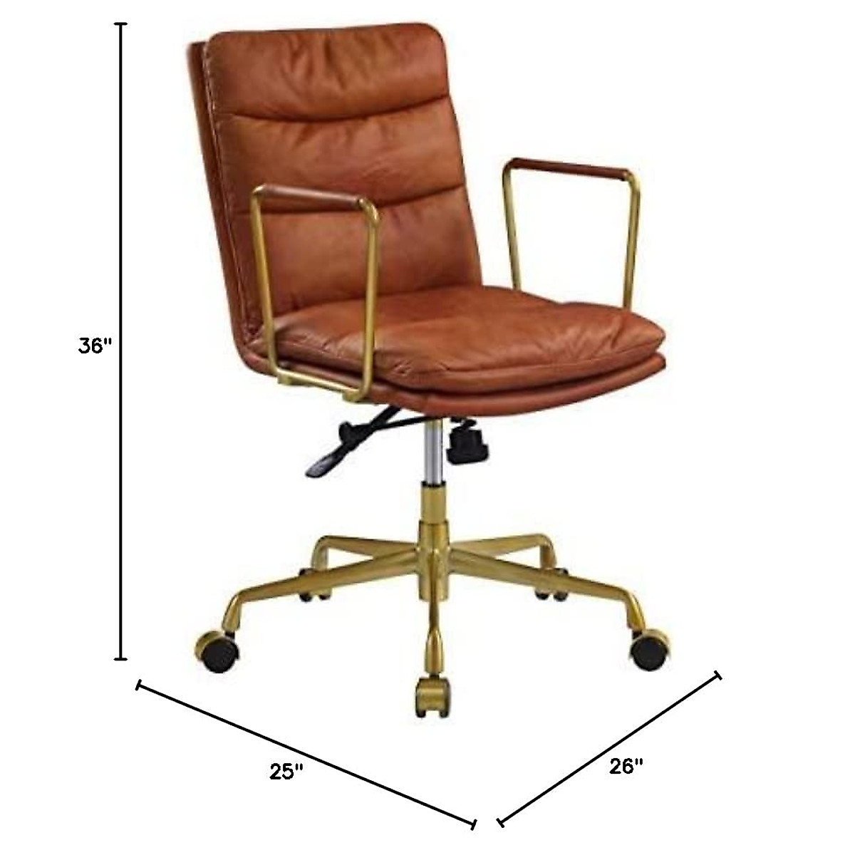 Acme Furniture Dudley Executive Office Chair, Rust Top Grain Leather