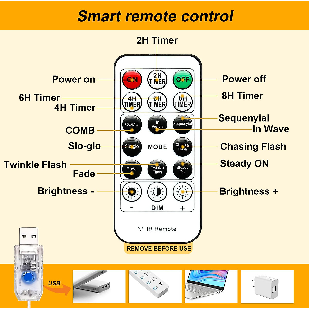 SINAMER White Curtain Light for Bedroom, 300 LED 9.8ft x 9.8ft Curtain String Light with 16 Hooks, 8 Models Remote Control, Window Fairy Light with USB for Wedding Party Home Garden Indoor Decorations