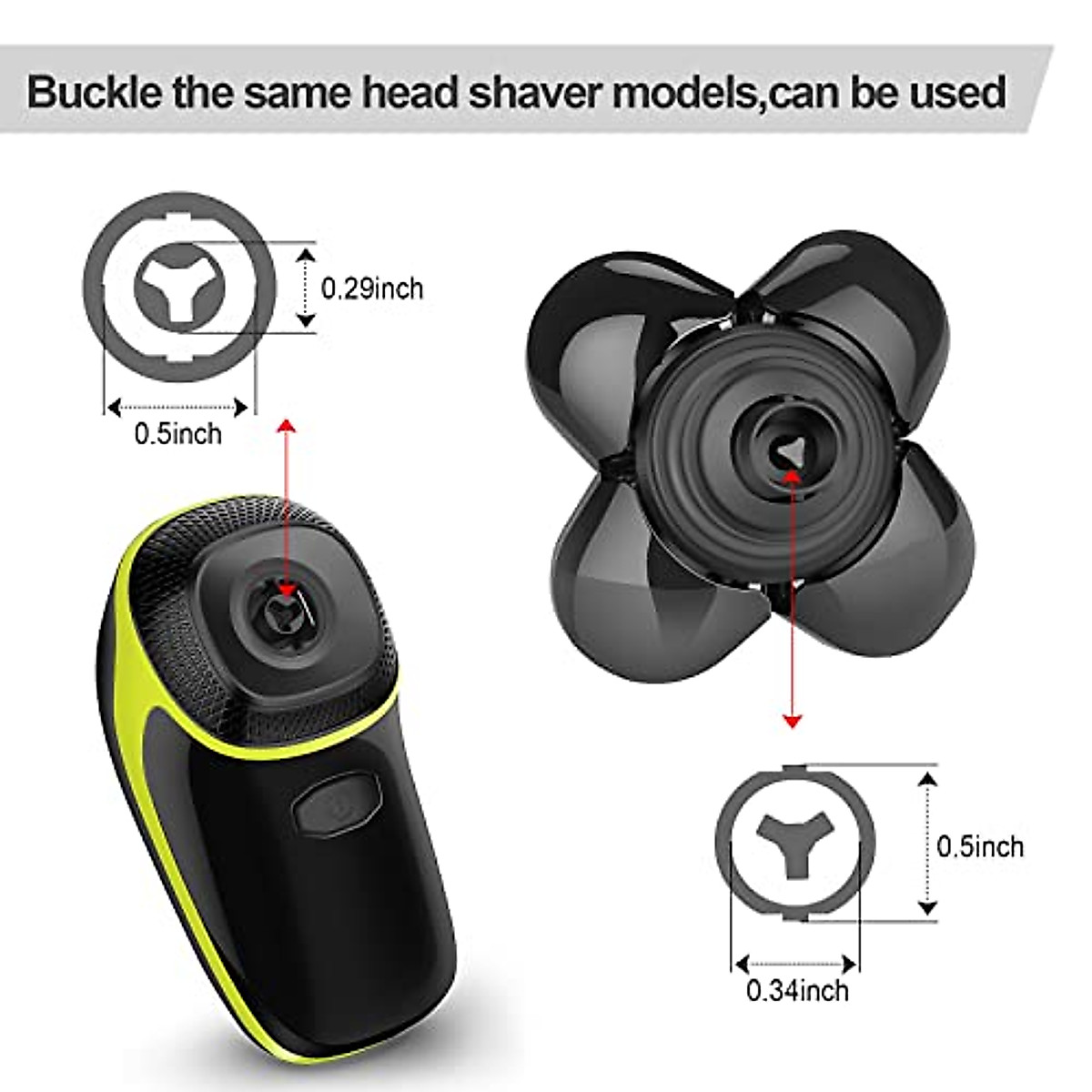 Telfun Shaver Replacement Blades, 5 Heads Beard Cutter Replacement Blade Easy Install Electric Razor Shaver Head for Bald and Face