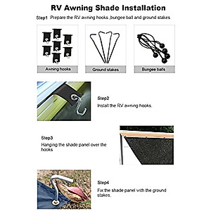 Shatex 8x14ft RV Awning Shade with 90% Privacy Screen Free Kit, Black