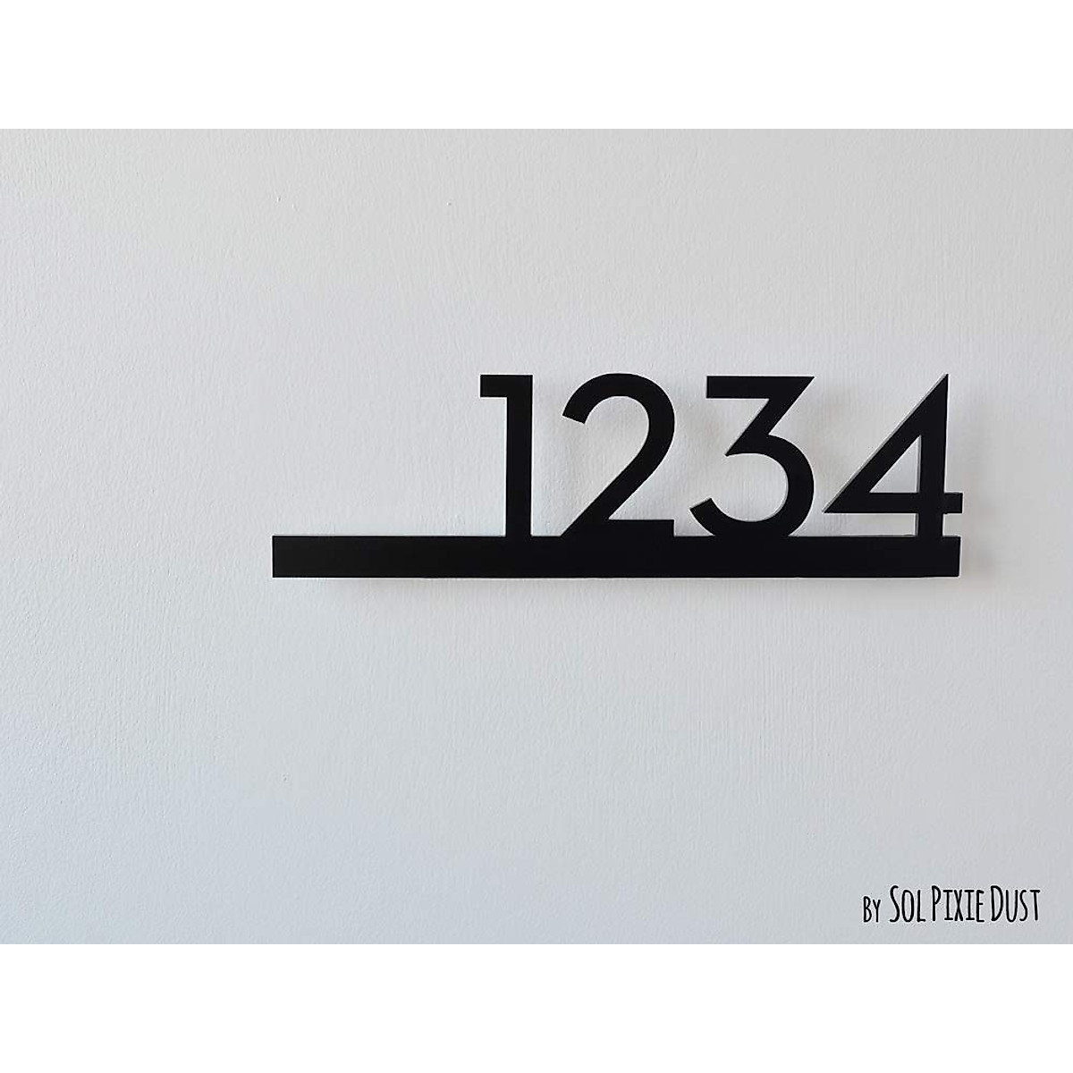 Modern House Numbers - Black with Black Acrylic - Contemporary Home Address - Underline Sign Plaque - Door Number - Apartment - Hotel Room