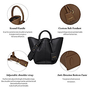 Cnoles Tote Bag For Women Leather Purses And Handbags Ladies Top Handle Large Soft Shoulder Satchel Hobo Crossbody Bucket Bags Black